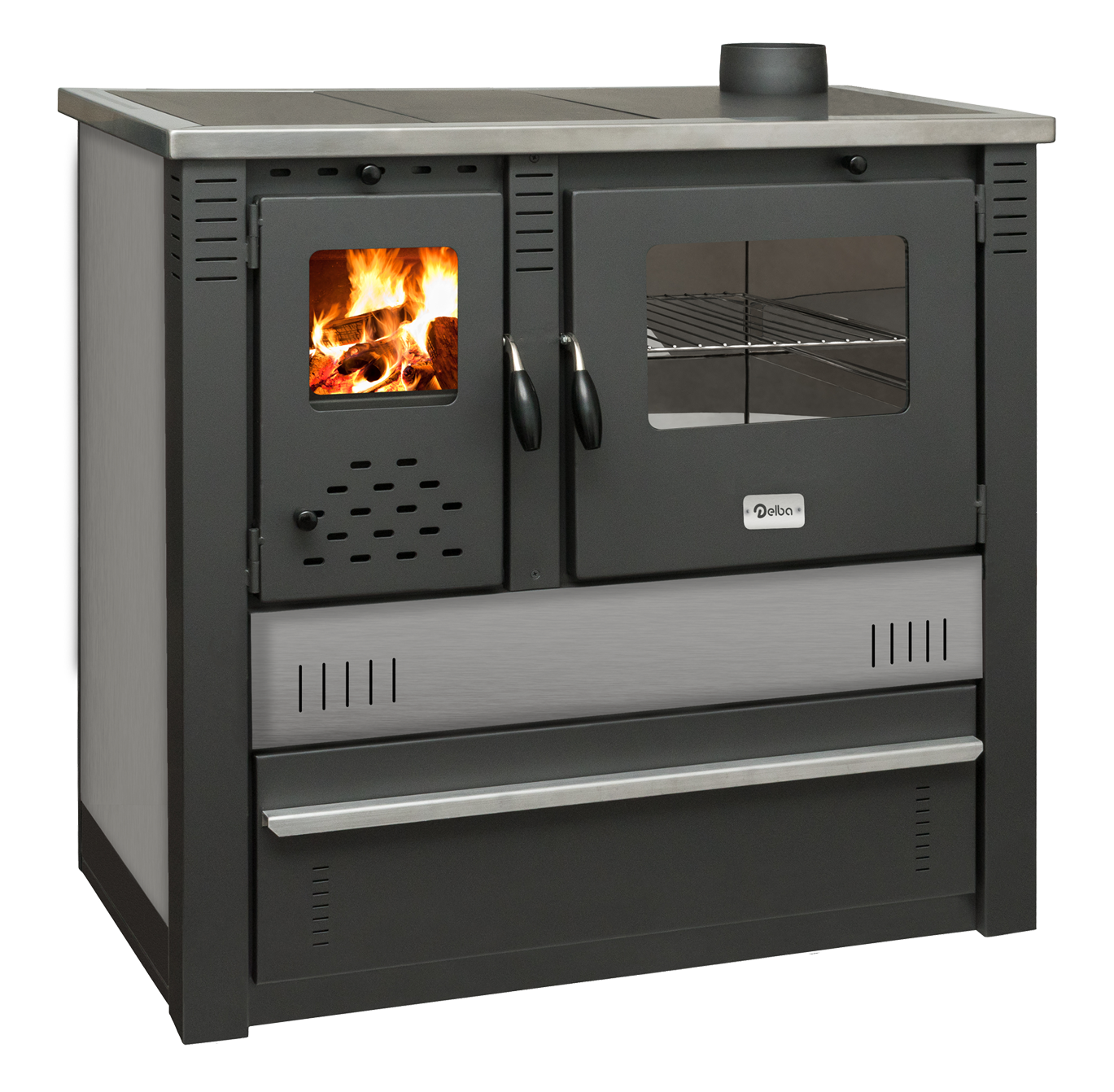 Fogão a Lenha com Forno Carolina Inox - Delba